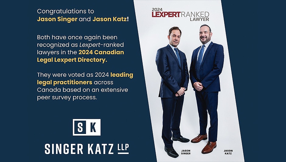 Singer Katz LLP Recognized as Lexpert-ranked lawyers in the 2024 ...